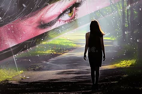 Digital Portrait Of A Woman With Afro Hairstyle Surrounded By Abstract Geometric Patterns Stock