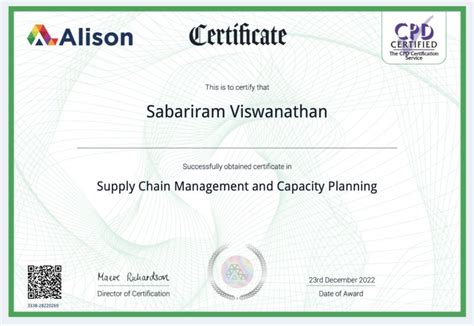 Sabariram Viswanathan On Linkedin Successfully Completed My Supply Chain Management And Capacity