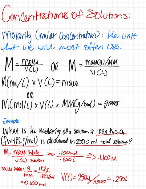 Molarity Chemistry Examples