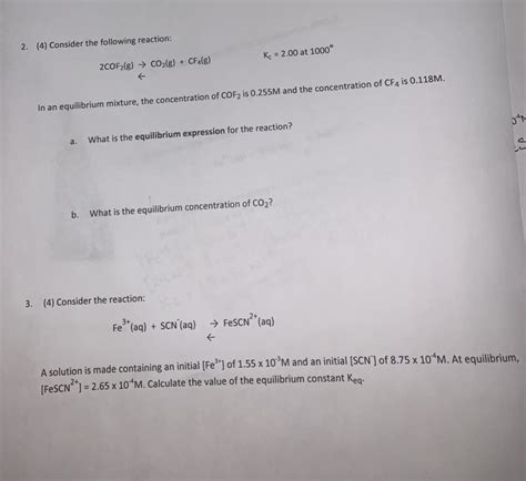 Solved 2 4 Consider The Following Reaction Kc 2 00 At