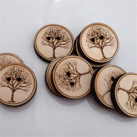 Custom Button Design Tree Button Personalized Wood Button Etsy