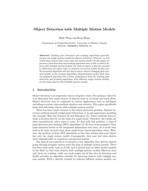 Pdf Object Detection With Multiple Motion Models