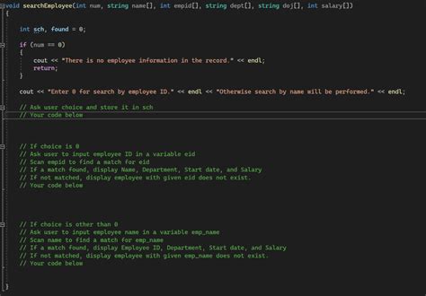 Solved SearchEmployee You Need To Implement This Function Chegg Com