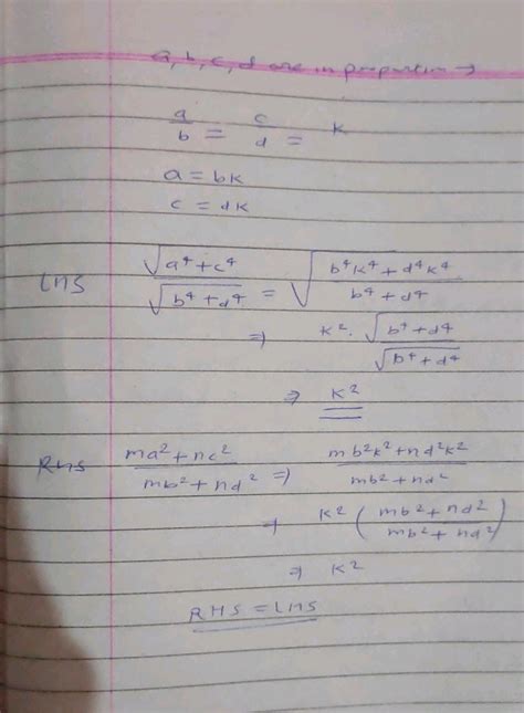 A If A B C D Are In Proportion Prove That Frac { Sqrt