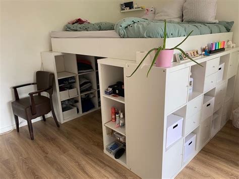 Kallax Bedroom With Diy Loft Bed And Pallet Furniture