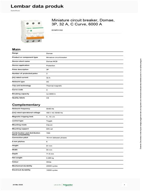 Schneider Electric Domae Mcb Domf01332 Pdf Alternating Current Electrical Engineering