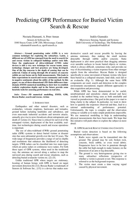 Pdf Predicting Gpr Performance For Buried Victim Search And Rescue