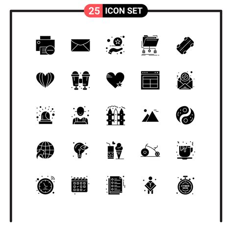 User Interface Pack Of 25 Basic Solid Glyphs Of Skate Folder Message Files Backup Editable