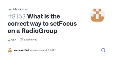 what is the correct way to setfocus on a radiogroup · react hook form