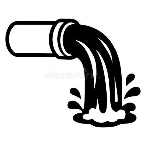 Effluent Discharge Polluted Water Flowing From Pipe Into Unknown Source Stock Vector