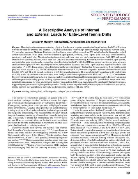 Pdf A Descriptive Analysis Of Internal And External Loads For Elite