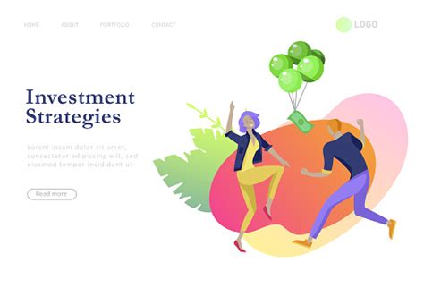 방문 페이지 템플릿 돈을 가진 행복한 사람들 이동 문자는 돈을 벌 사업 투자 돈 비 남자와 여자는 이익으로 실행 지폐를 잡을 수 있습니다 만화 스타일 플랫 벡터 Html에
