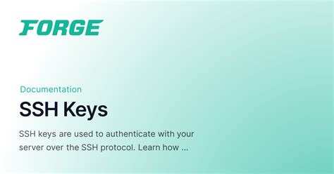Ssh Keys Laravel Forge