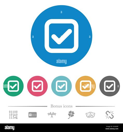 Checkbox Flat White Icons On Round Color Backgrounds Bonus Icons Included Stock Vector Image