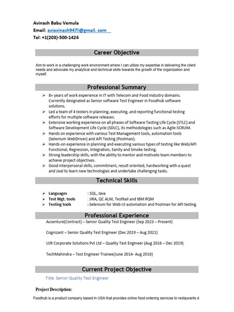 Avinash Testing Resume Pdf Software Testing Selenium Software
