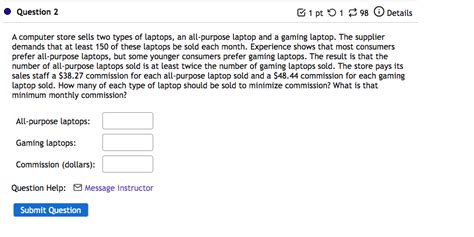 solved a computer store sells two types of laptops an