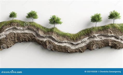 Cross Section Of Soil Layers With Trees Showcasing The Geological Formation And Earth Strata