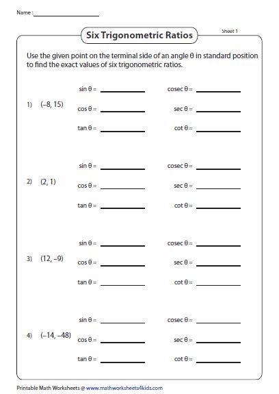 Find The Values Of The Six Trigonometric Functions Using Unit Free