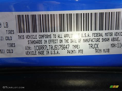 2018 1500 Color Code P72 For Holland Blue Photo 126447820 2018 1500 Color Code P72 For Holland Blue Photo 126447820