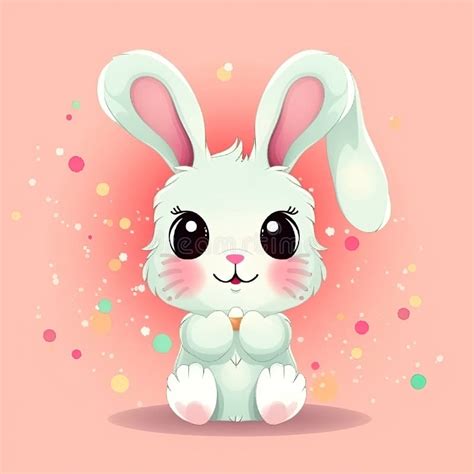 Adorable Easter Bunny Cartoon On A Colour Pastel Background Generative Ai Stock Illustration