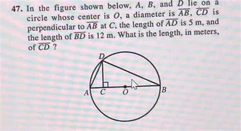 Solved In The Figure Shown Below A B And D Lie On A Circle Whose