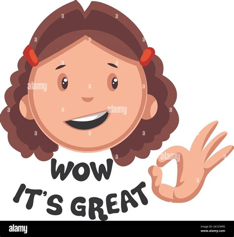 Wow its great girl emoji, illustration, vector on white background ...