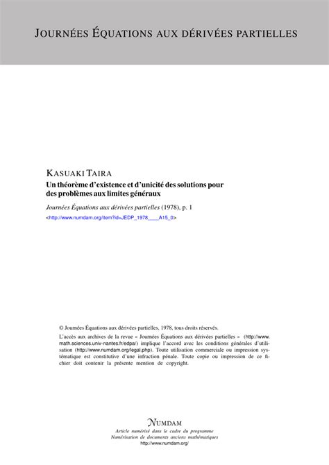 Pdf Un Théorème Dexistence Et Dunicité Des Solutions Pour Des Problèmes Aux Limites Généraux