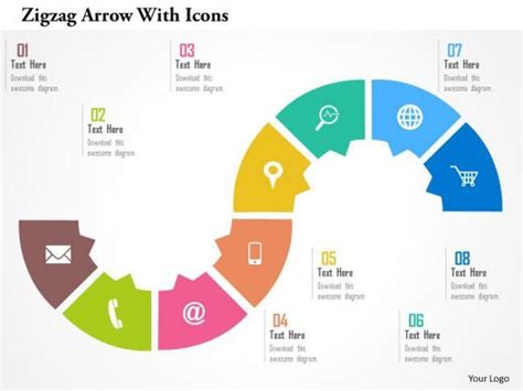Business Diagram Zigzag Arrow With Icons Presentation Template