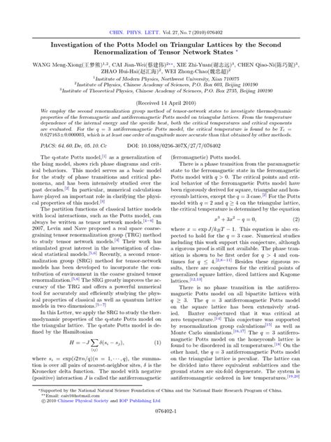 Investigation Of The Potts Model On Triangular Lattices By The Second Renormalization Of Tensor