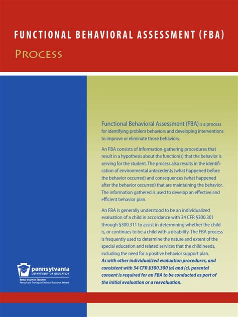 Process Functional Behavioral Assessment Fba Pdf Individualized