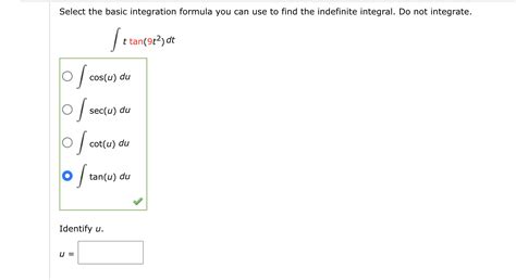 solved select the basic integration formula you can use to