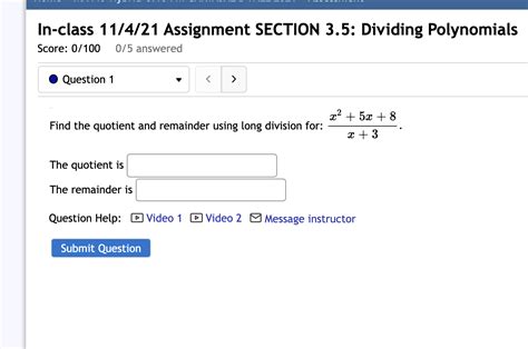 Solved In Class 11 4 21 Assignment Section 3 5 Dividing