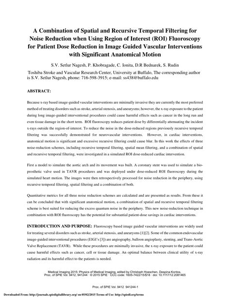 Pdf A Combination Of Spatial And Recursive Temporal Filtering For Noise Reduction When Using