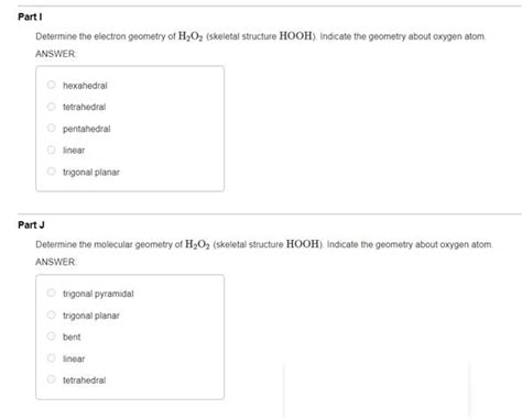 Solved Part E Determine The Electron Geometry Of H3coch3 Skeletal