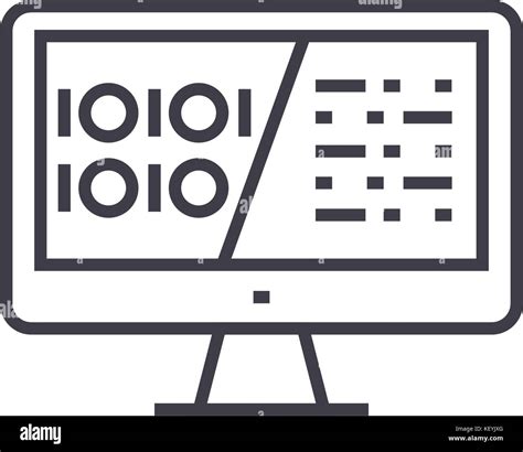 binary code data encryption linear icon sign symbol vector on