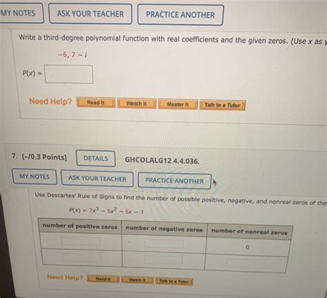 Solved Determine How Many Zeros The Polynomial Function Has
