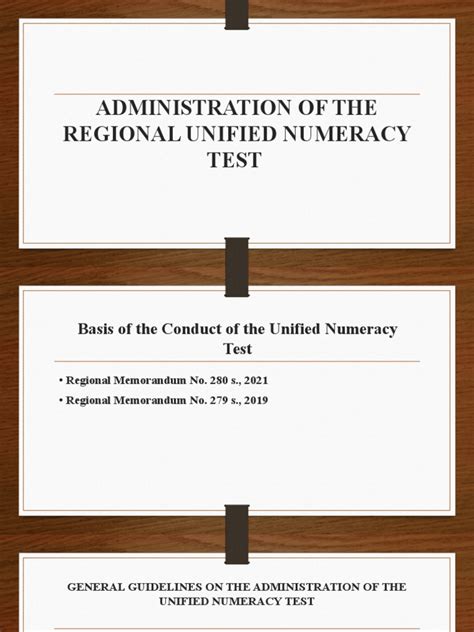 guidelines for administering the regional unified numeracy test