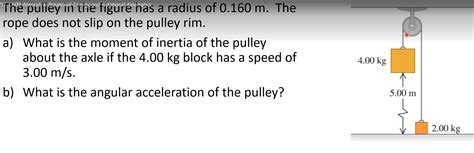 Solved The Pulley Me The Figure Nas A Radius Of 0160 M The