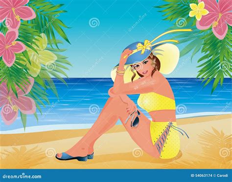 Pin Up Summer Beautiful Girl Stock Vector Illustration Of Sunglasses