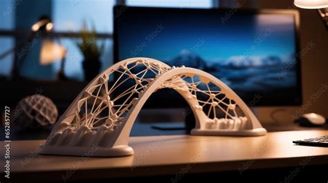 Computer Design Software And A 3d Printed Prototype Side By Side Stock Illustration Adobe Stock