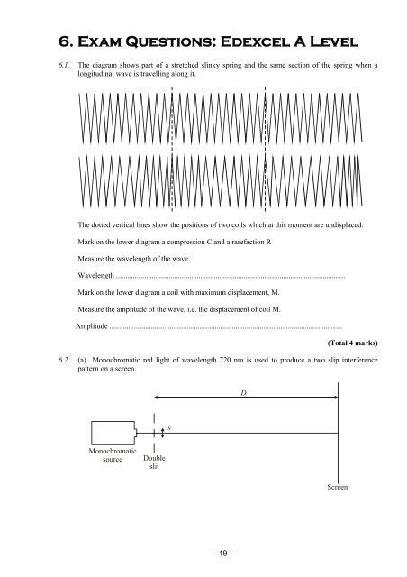 6 Exam Questions Edexcel A Level