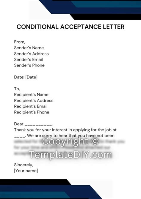 Conditional Acceptance Letter Template Download Pdf And Word Conditional Acceptance Letter Template Download Pdf And Word