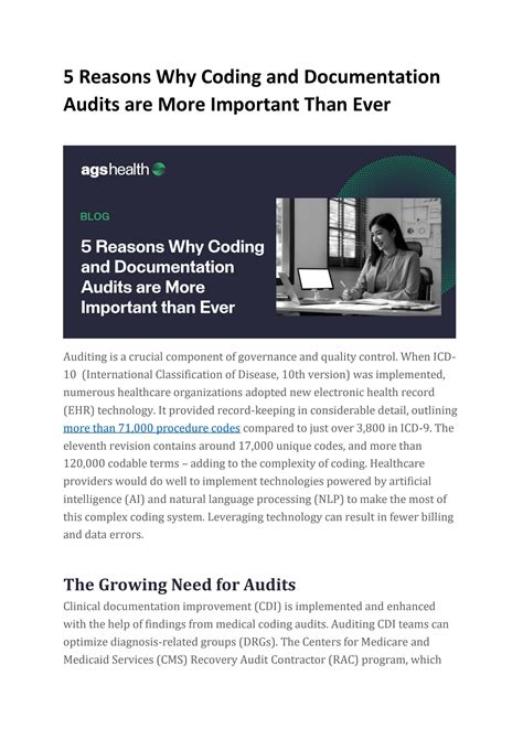 5 Reasons Why Coding And Documentation Audits Are More Important Than Ever By Agshealth Issuu