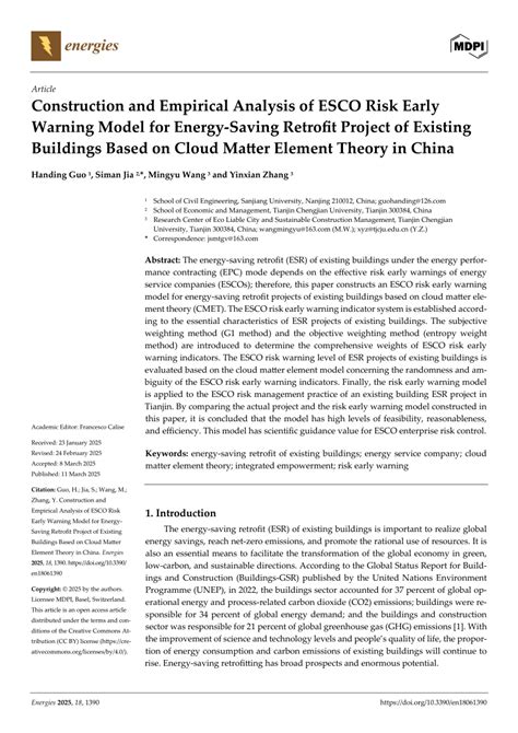 Pdf Construction And Empirical Analysis Of Esco Risk Early Warning Model For Energy Saving