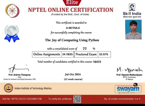 A Nethaji On Linkedin Python Nptel Iitmadras Coding Tech Machinelearning