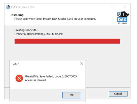 Installer Issue Access Denied Creating C Users Public Desktop DAX Studio Lnk Issue