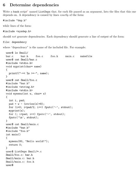 6 Determine Dependencies Write A Bash Script Named
