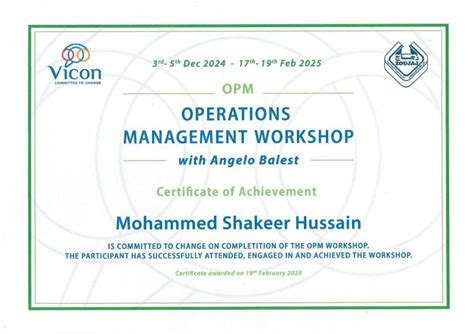 operationsmanagement certificationachieved professionalgrowth opm… mohammed shakeer