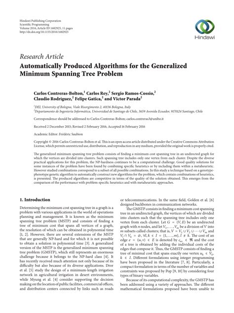 Pdf Automatically Produced Algorithms For The Generalized Minimum