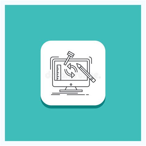 Round Button For Engineering Project Tools Workshop Processing Line Icon Turquoise